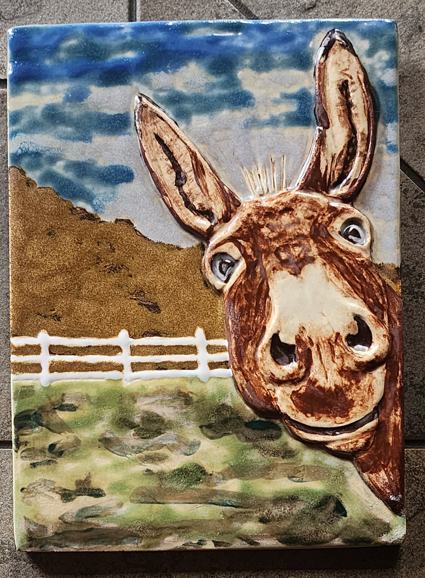 Donkey Ceramic Bas-relief Art Tile – Mendocino Tileworks